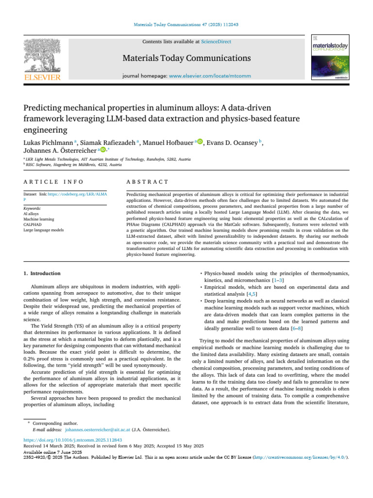 Data-Driven Yield Strength Prediction in Al Alloys | PDF | Strength Of ...