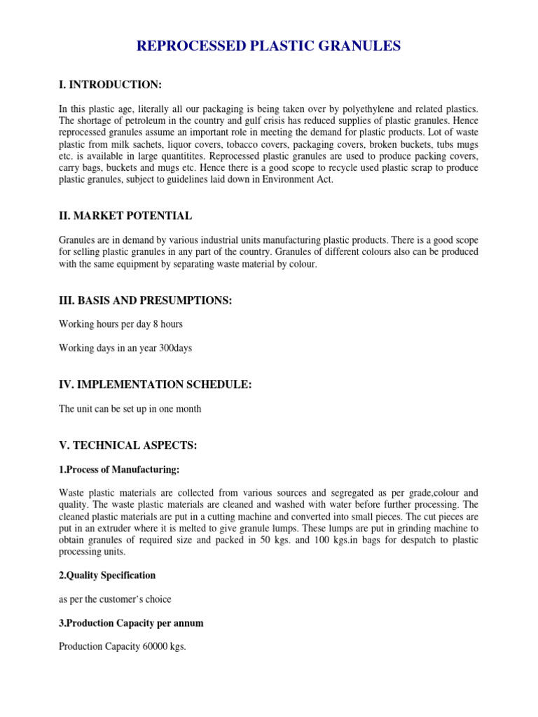 Reprocessed Plastic Granules Overview | PDF | Plastic | Waste