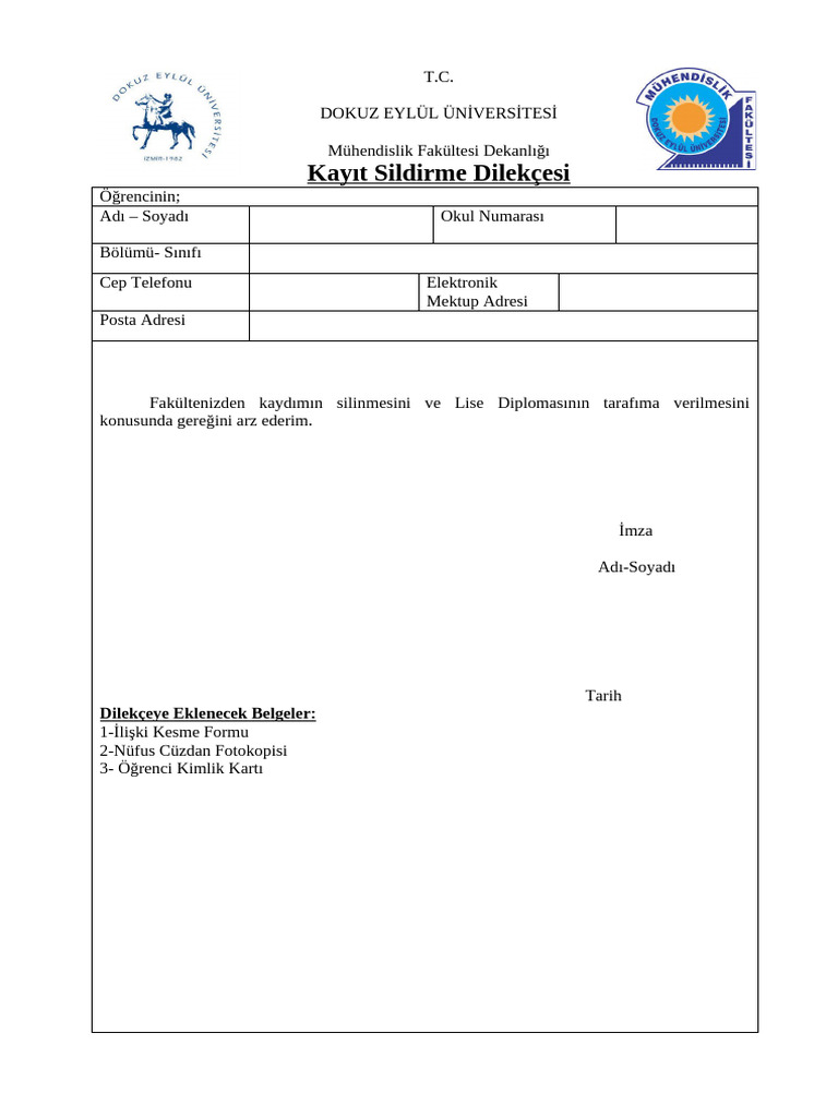 Kayit Sildirme Dilekcesi | PDF