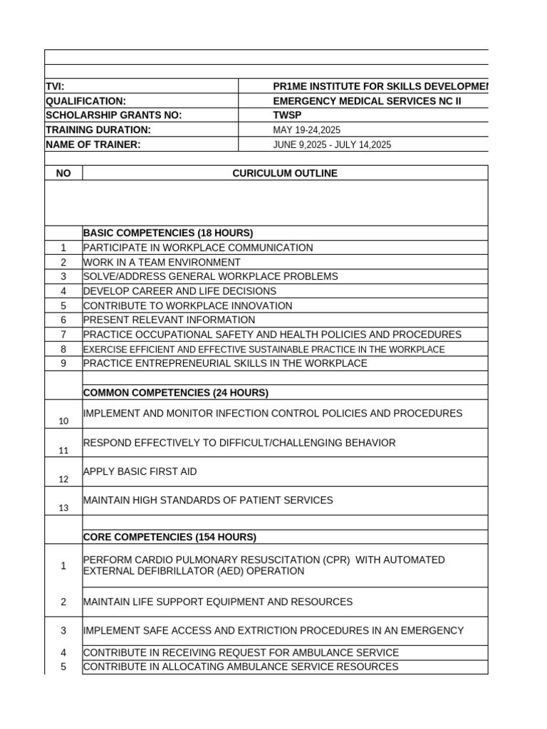 Emergency Medical Services Training Program | PDF | Emergency Medical ...