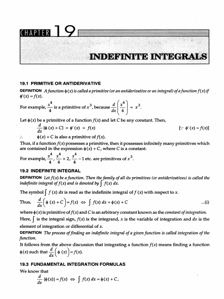 Understanding Indefinite Integrals and Primitives | PDF | Integral ...