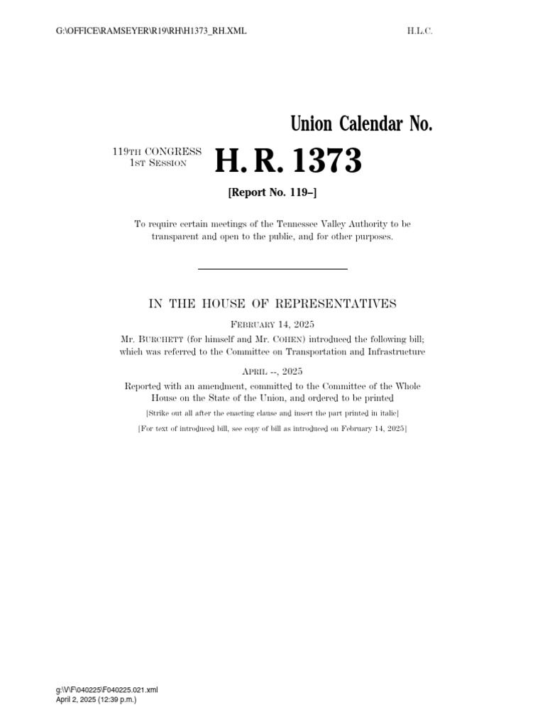 Tim Burchett-Sponsored TVA Transparency Act' Passes Out of U.S. House ...
