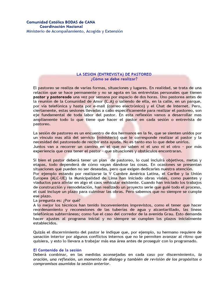 Sesiones de Pastoreo: Guía Práctica | PDF | Oración | Comunicación humana