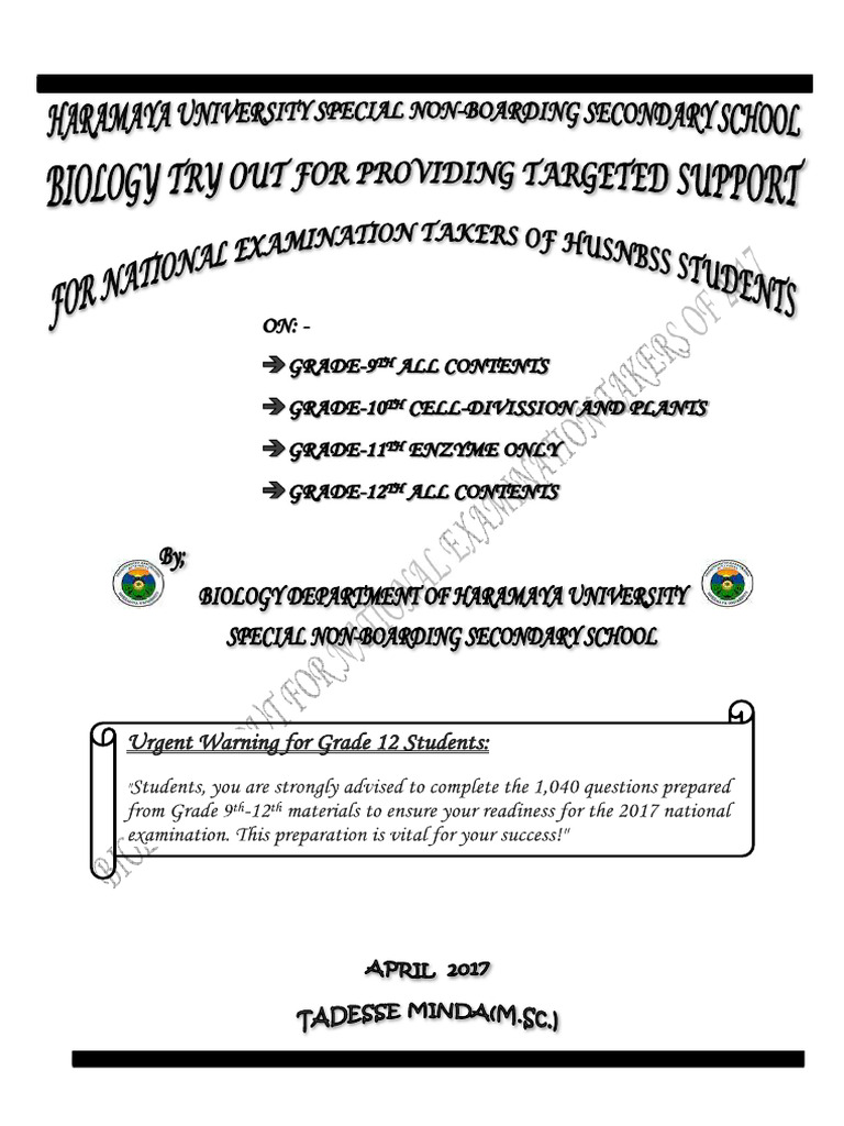 (Bio-12) Grade 9-12 Worksheet (2017) - 1 | PDF