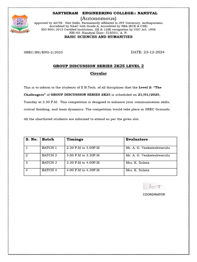 GDS Level 2 2K25 Circular | PDF | Educational Stages | Higher Education