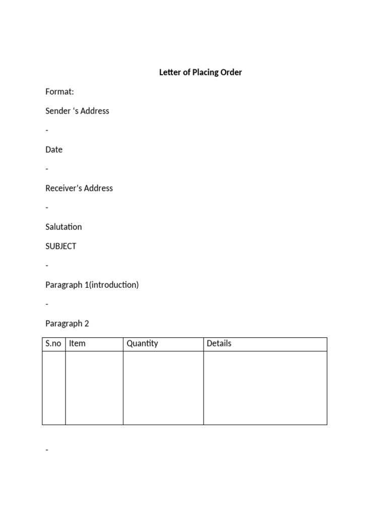 Letter of Placing Order Class 10 Jan 26 2022 | PDF