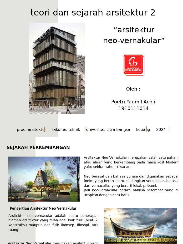 Arsitektur Neo Vernakular: Konsep dan Ciri | PDF