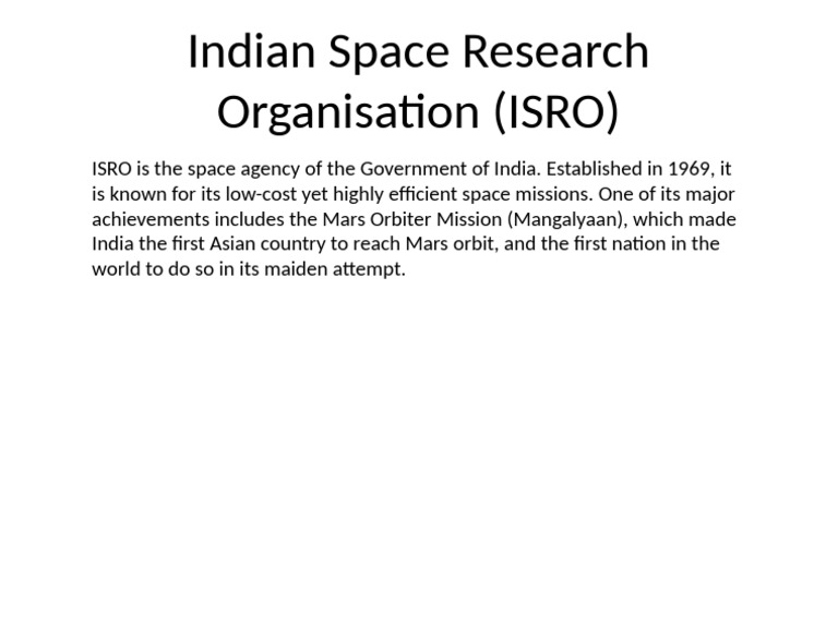 ISRO Info Presentation | PDF