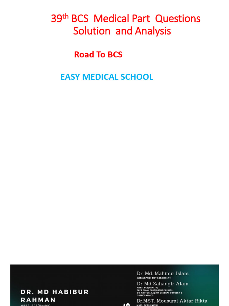 39th BCS Medical Part Questions Solution and Analysis | PDF | Reverse Transcriptase | Epithelium