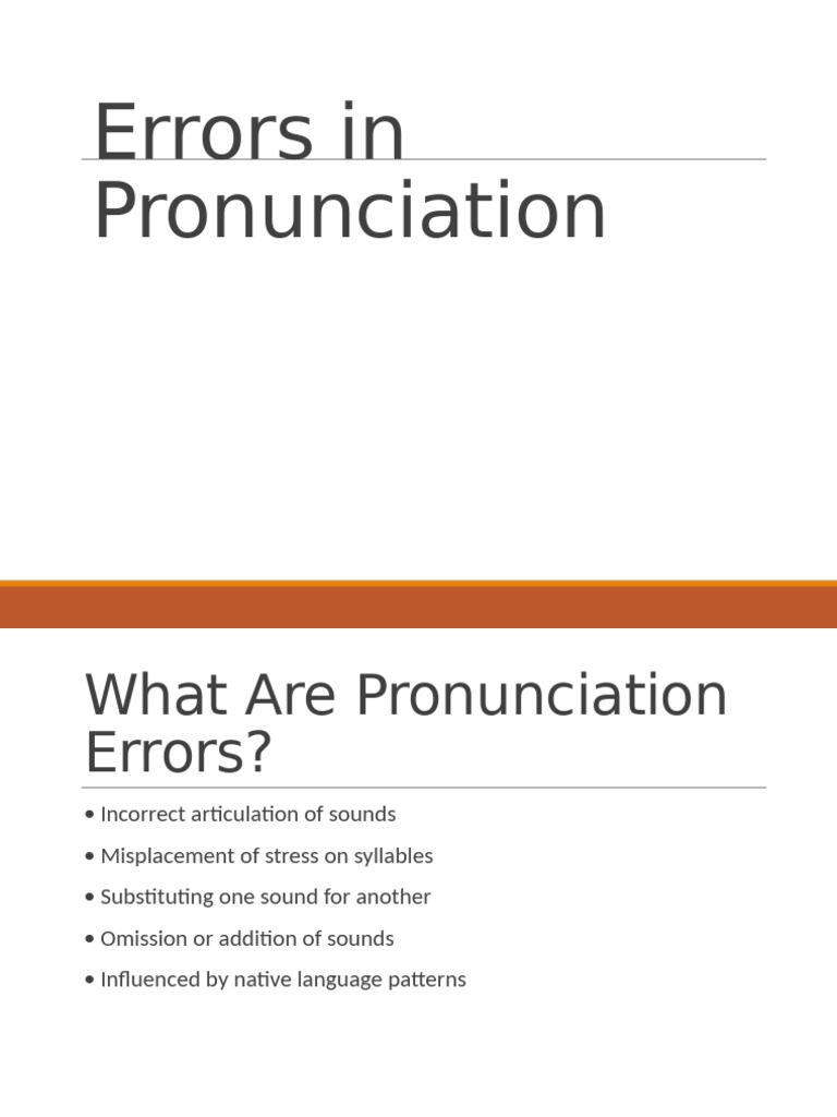 Errors in Pronunciation | PDF