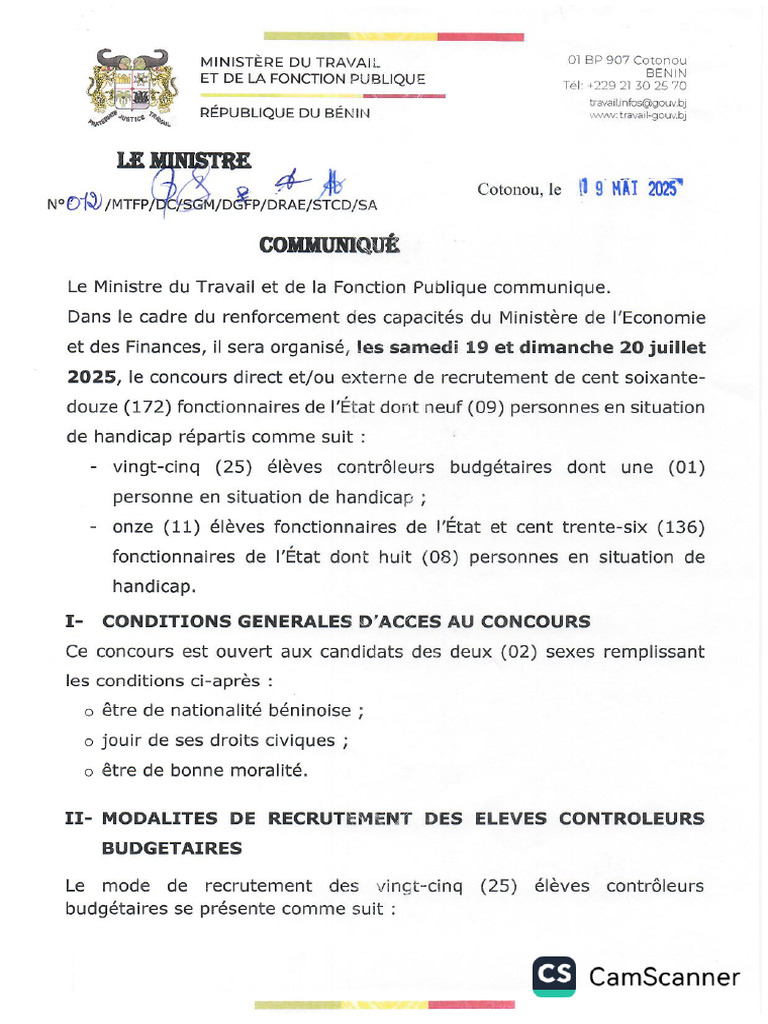 Communique Concours MEF 2025 | PDF