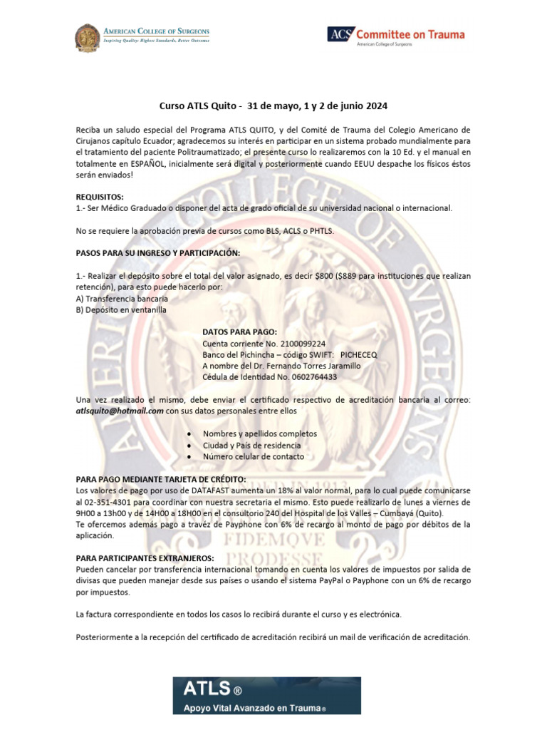 Curso ATLS Quito | PDF