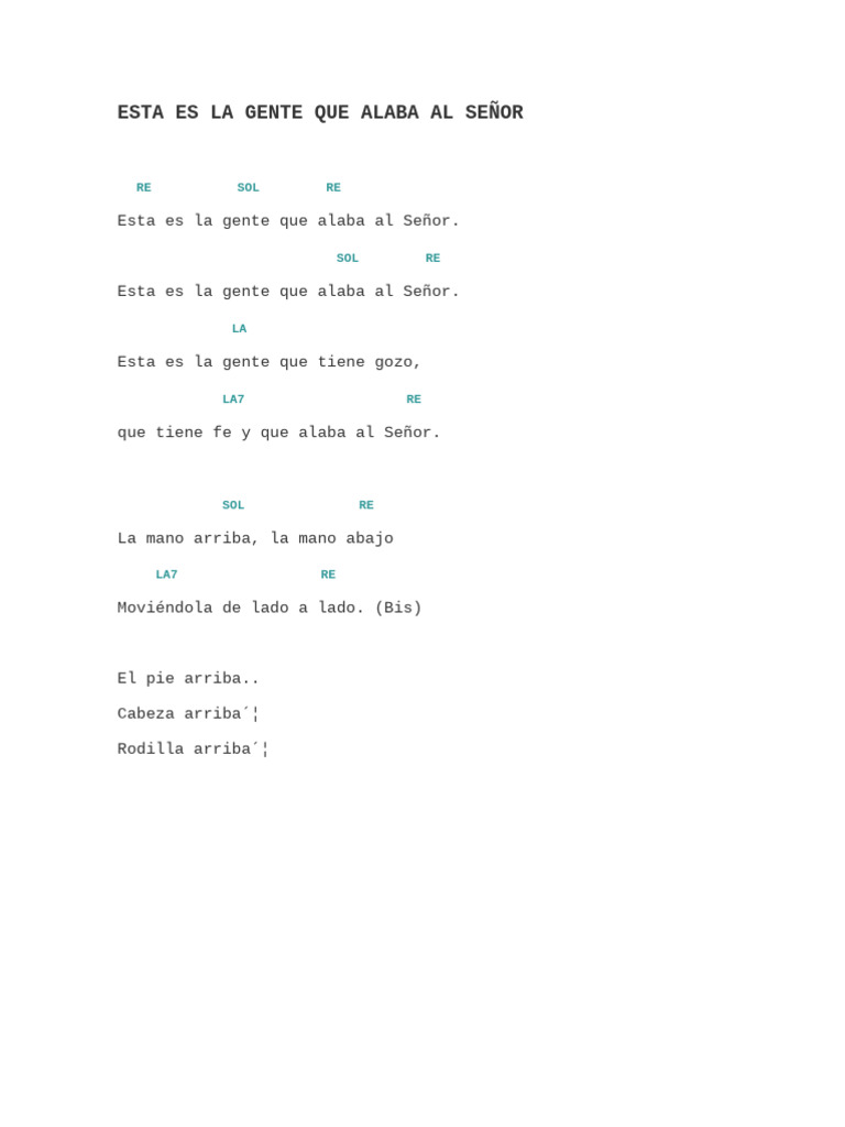 Letra y acordes: Gente que alaba al Señor | PDF