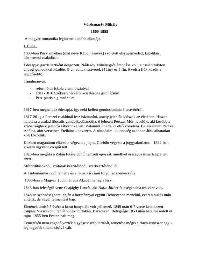 Vörösmarty Mihály Szózat | PDF