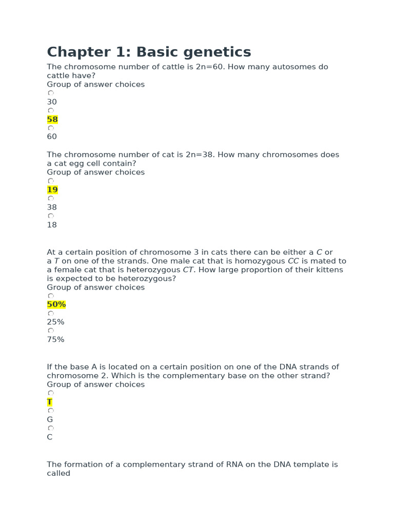 Chapter 1 Basic Genetics Pdf