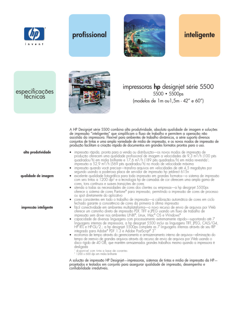 HP DESIGNJET Brochura 5500 | PDF | Impressão | Impressora (informática)