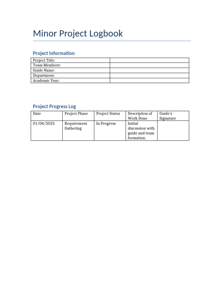 Updated Minor Project Logbook | PDF