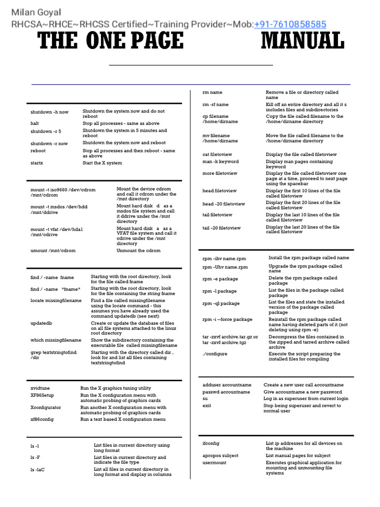 The One Page Linux Manual | PDF | Computer File | Filename