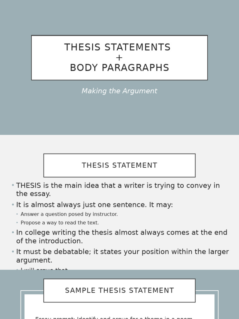 102 Thesis + Body Paragraphs | PDF | Poetry | Essays