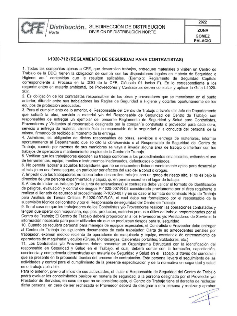 5 Reglamento de Seguridad para Contratista - Compressed | PDF