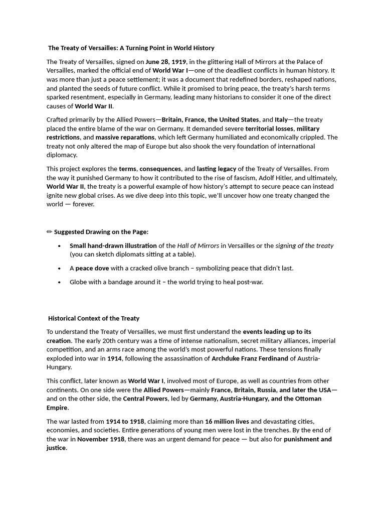 History Project - Treaty of Versailles | PDF | Weimar Republic | Treaty ...