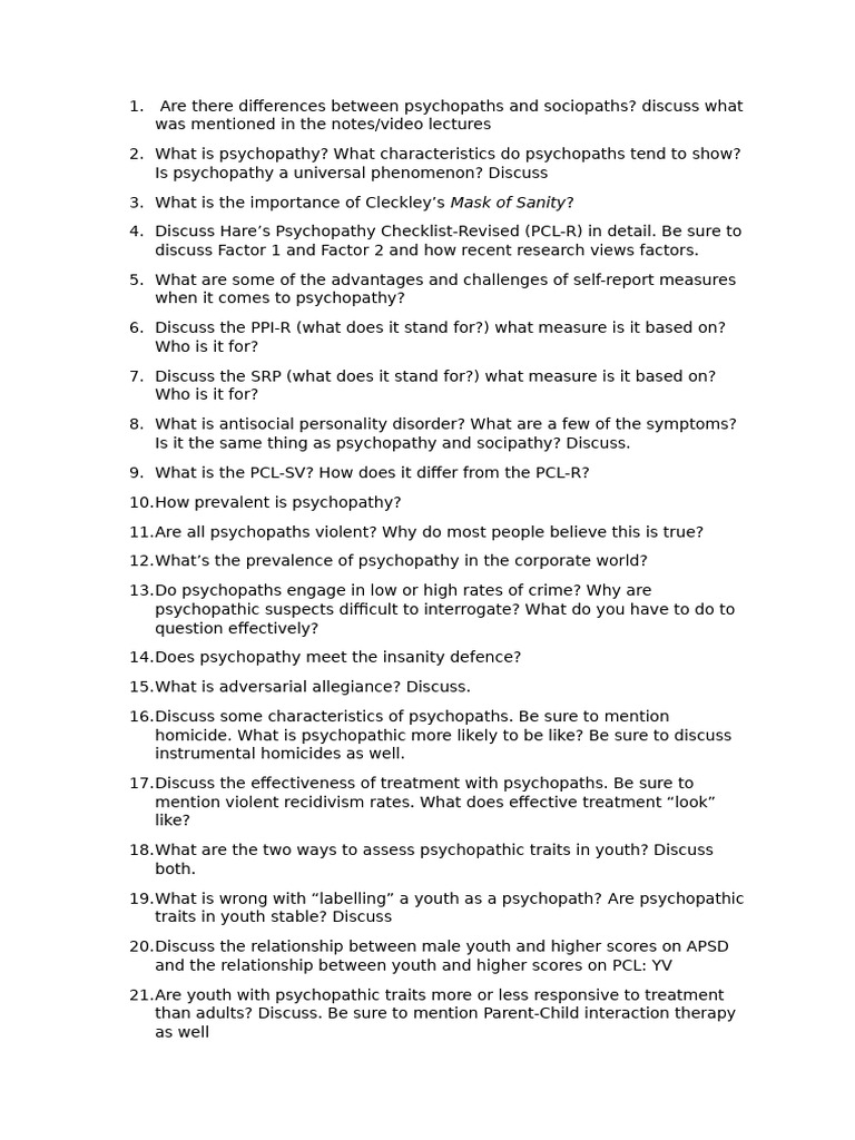 Are There Differences Between Psychopaths and Sociopaths | PDF ...