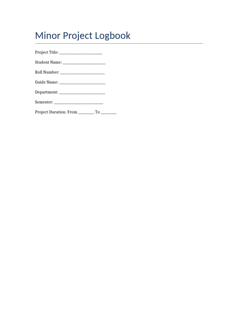Minor Project Logbook Template | PDF