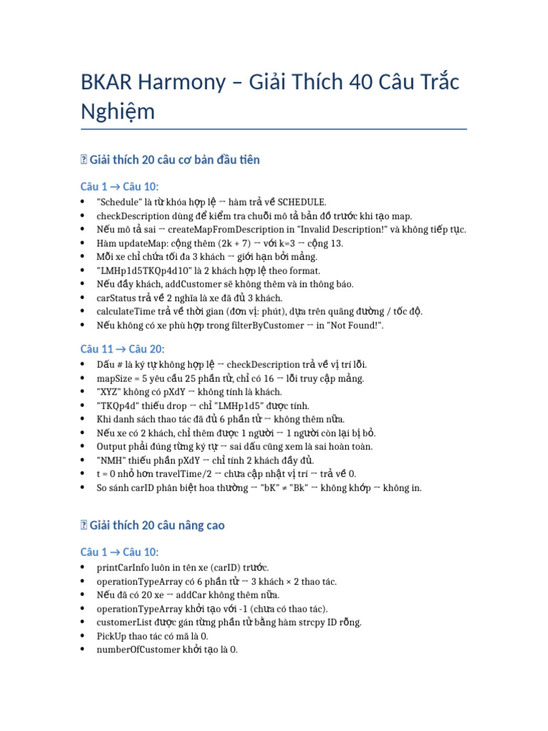 BKAR Giai Thich 40 Cau Trac Nghiem | PDF