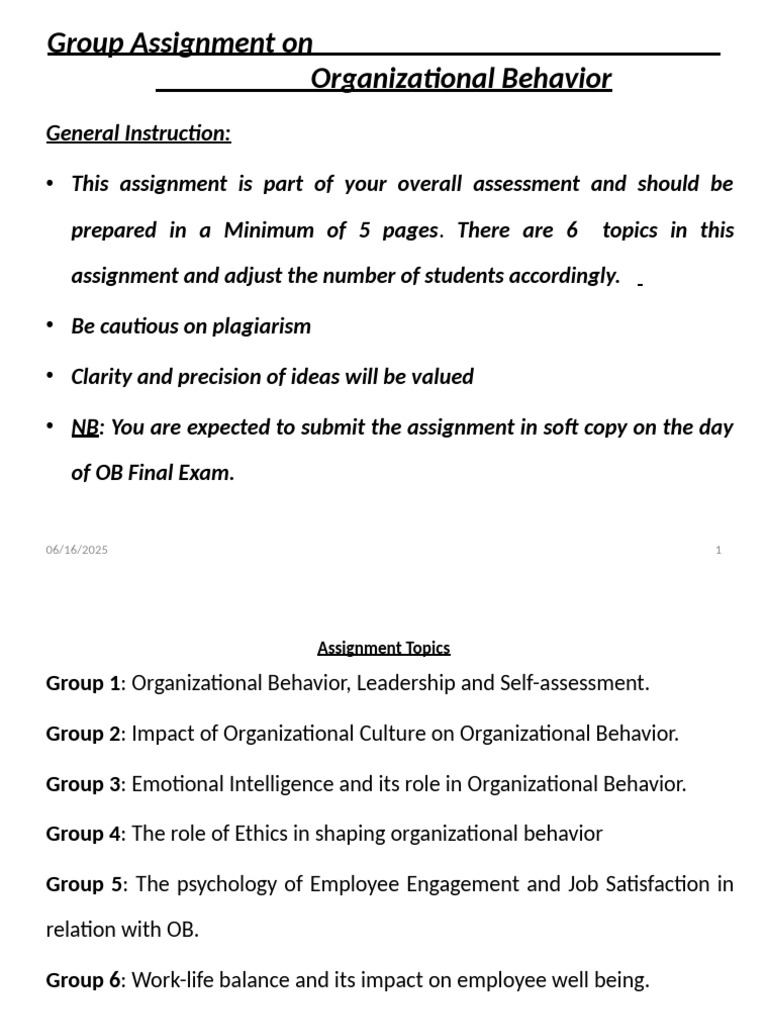 Assignment On OB | PDF