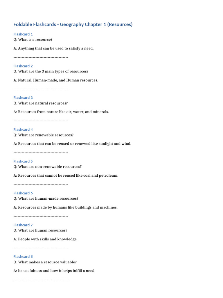 Foldable Flashcards Geography Ch1 Aadhya | PDF