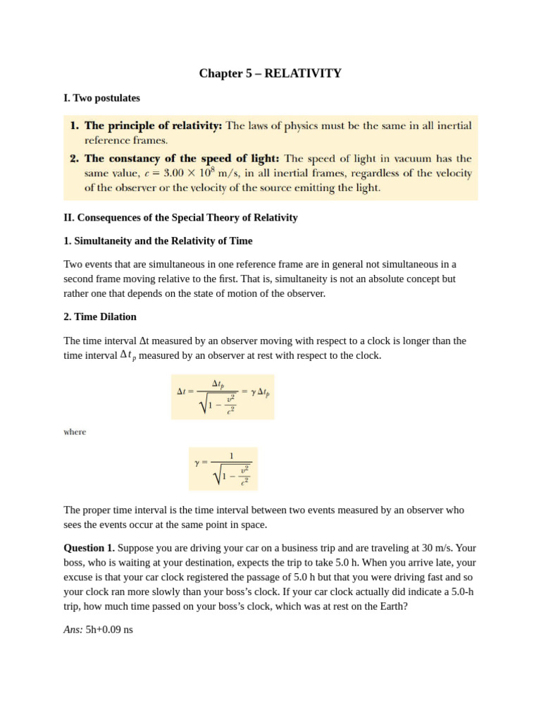 Chapter 5 - Relativity | PDF | Electronvolt | Kinetic Energy