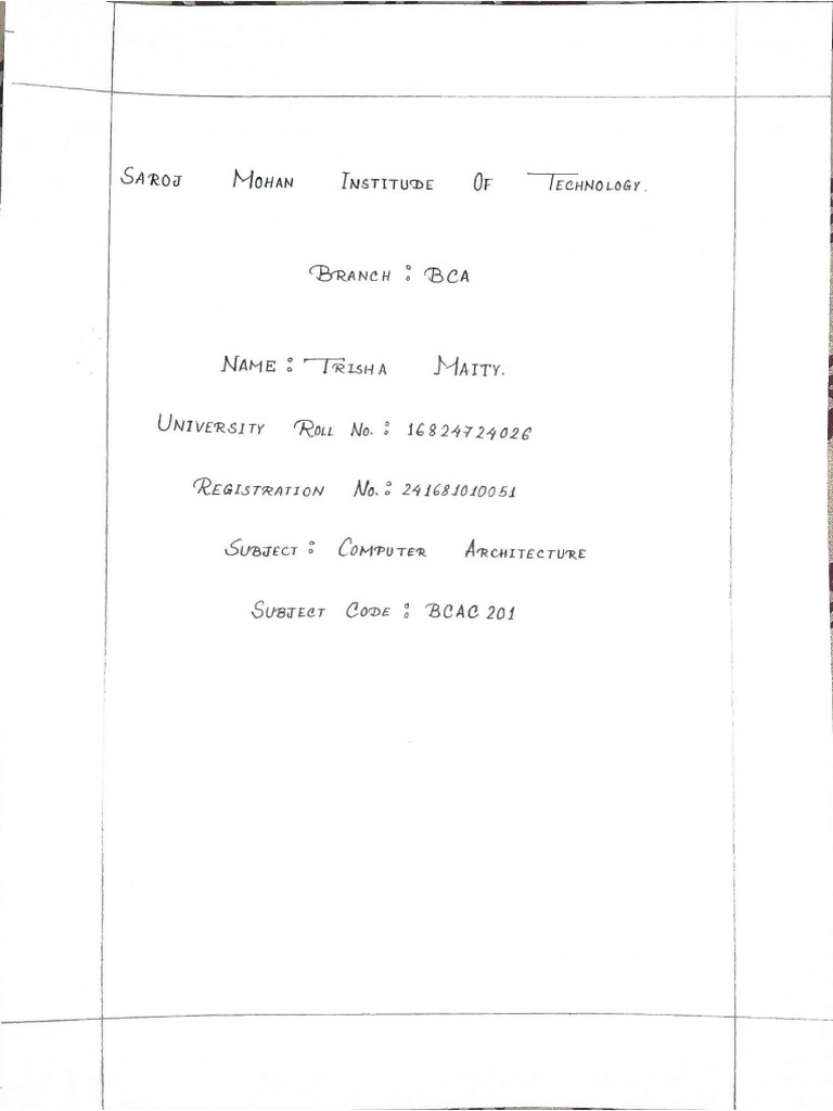 Trisha Maity Computer Architecture | PDF