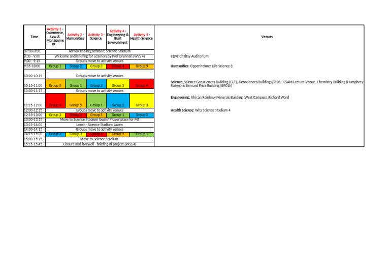 WIE Learner Timetable 2024 | PDF
