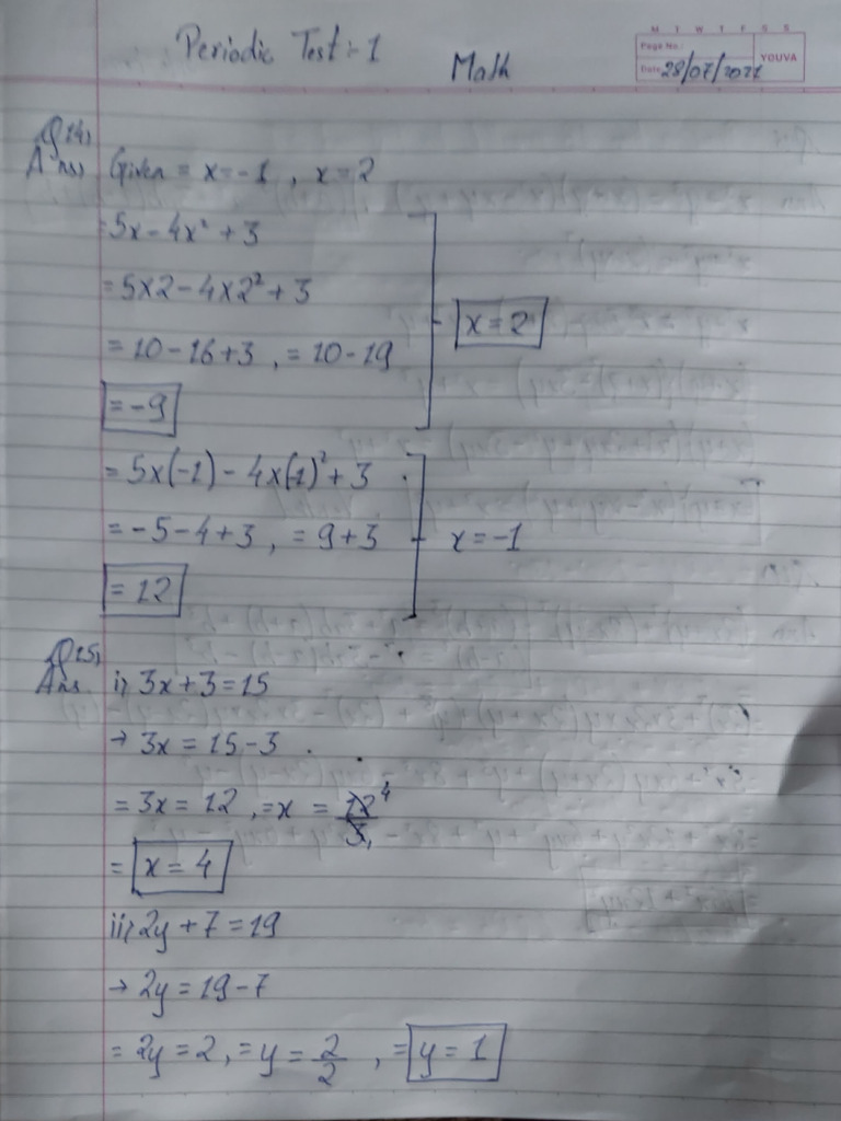 Math P.T.1 Exam | PDF