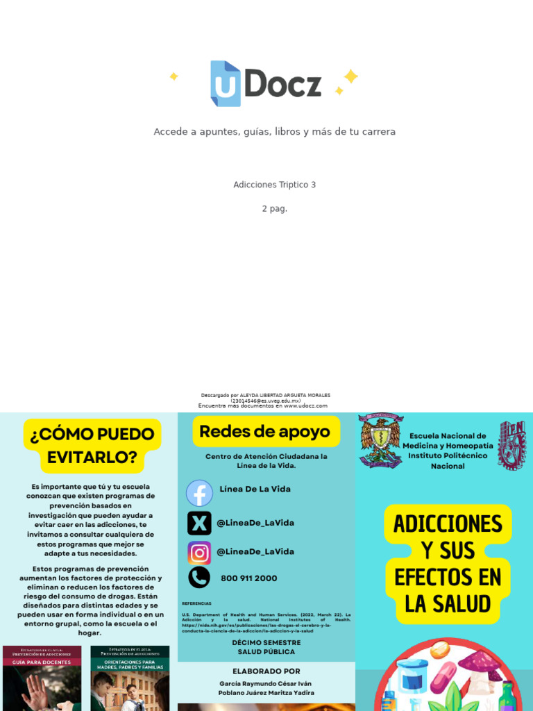 Adicciones Triptico 714607 Downloadable 3723429 | PDF | Drogas | La dependencia de sustancias