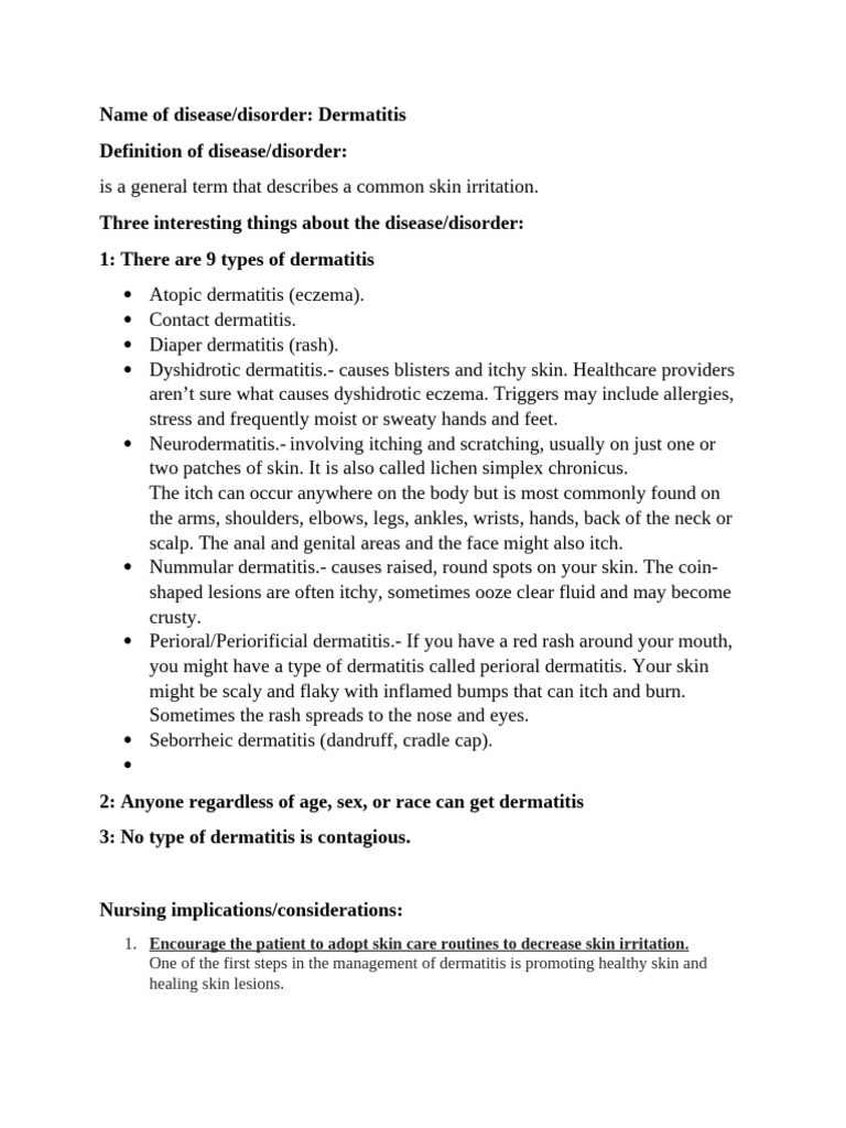 Understanding Dermatitis: Types & Care | PDF