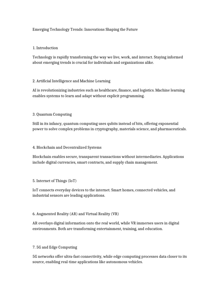 Emerging Technology Trends Overview | PDF