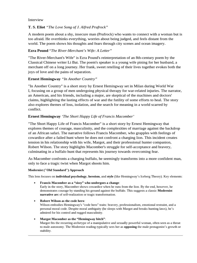 Interview American Literature | PDF