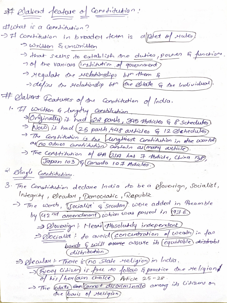 Salient Features of Indian Constitution | PDF