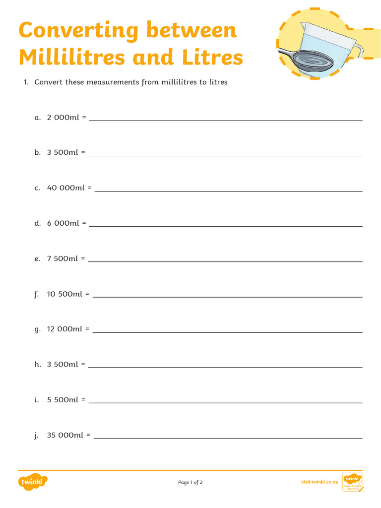 Za M 1657311819 Converting Between Millilitres and Litres Activity ...