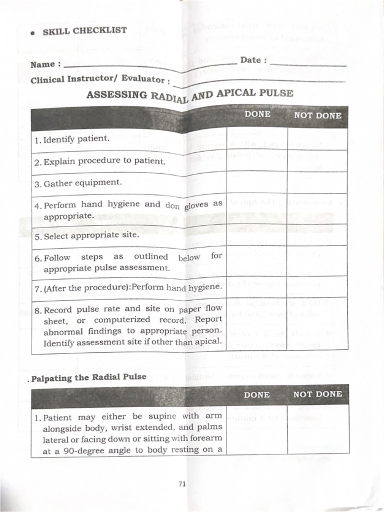 Assessing radial and apical pulse | PDF