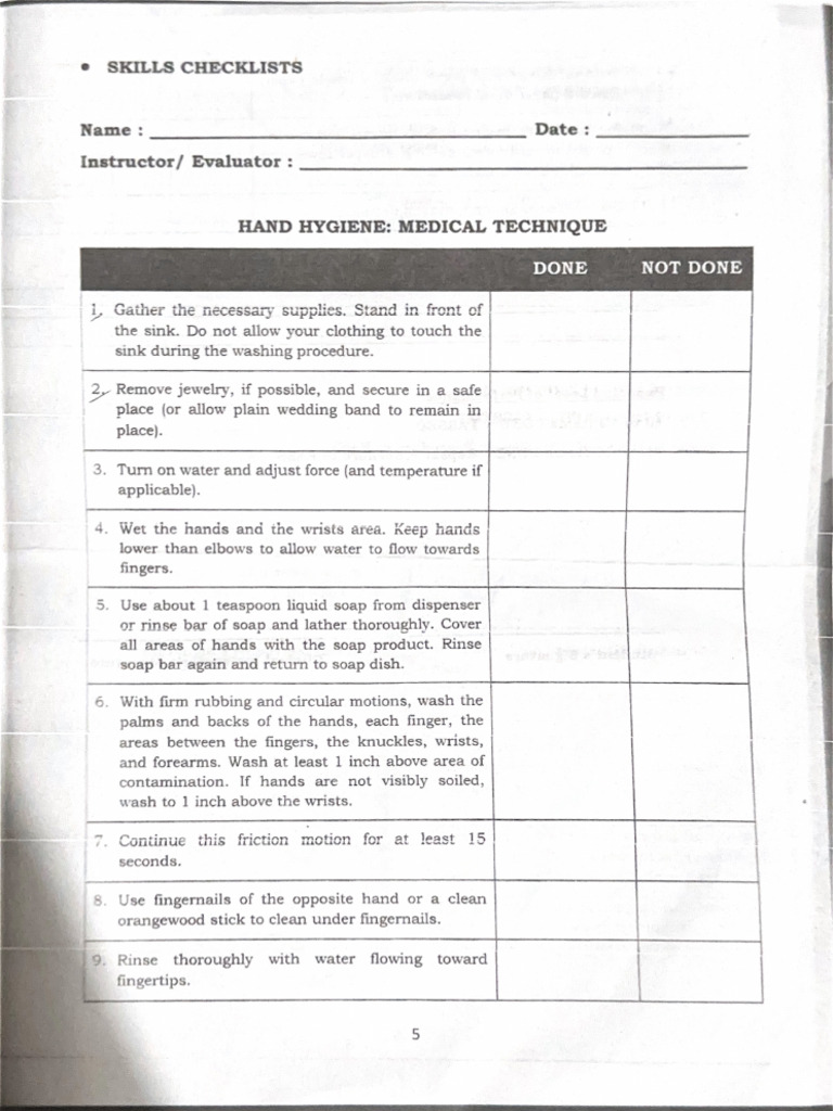 Handwashing Checklist | PDF