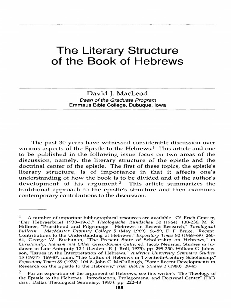 Literary Structure of Hebrews Explained | PDF | Epistle To The Hebrews ...
