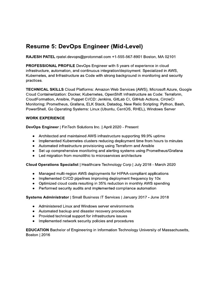 Resume 5 | PDF
