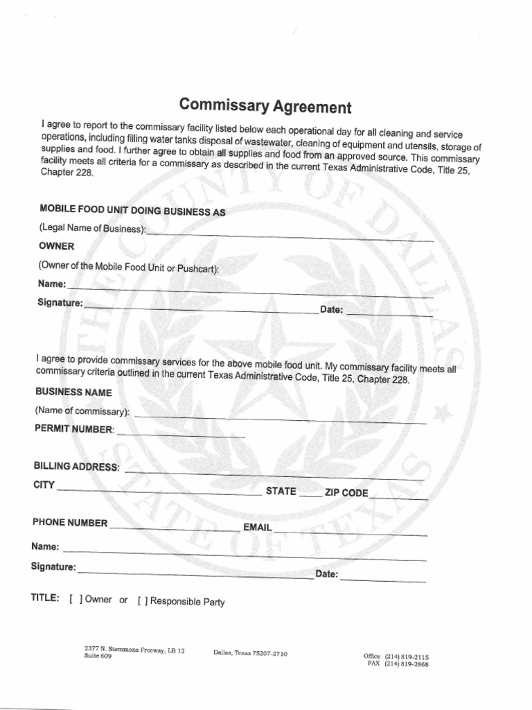 Commissary Agreement | PDF