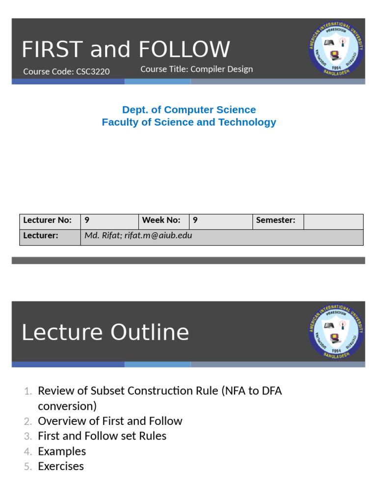Compiler Lecture 9 | PDF | Parsing | Computer Science