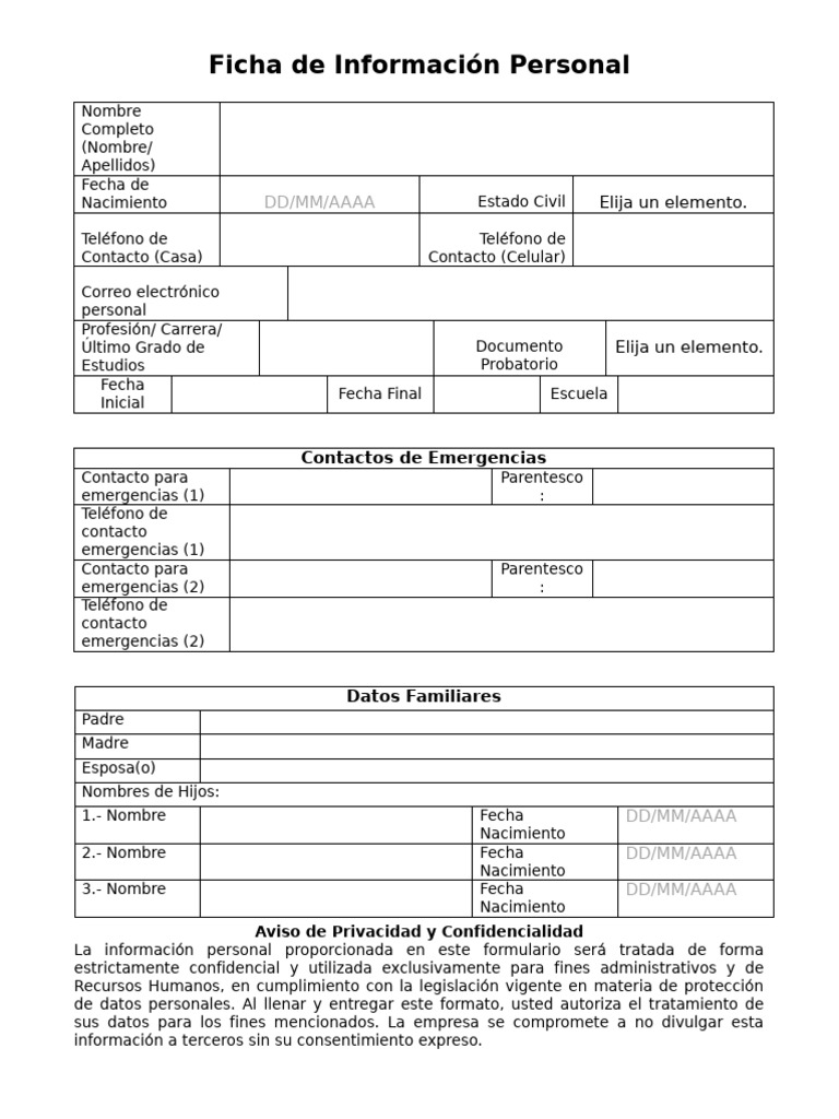 Formulario de Información Personal | PDF | Justicia | Crimen y violencia
