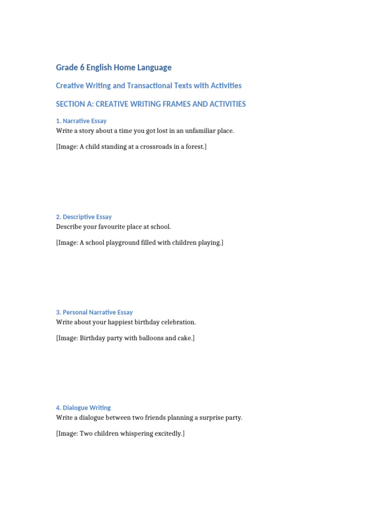 Grade6 English Writing Activities | PDF
