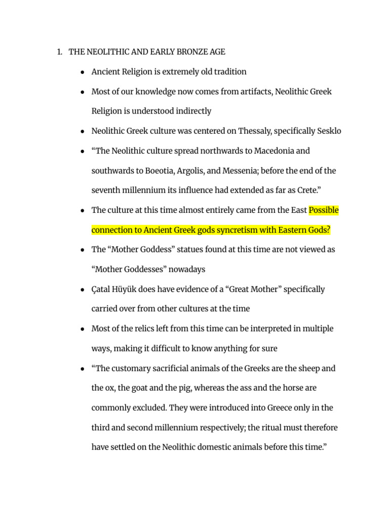 Prehistory and The Minoan-Mycenaean Age Notes | PDF | Ancient Greek ...