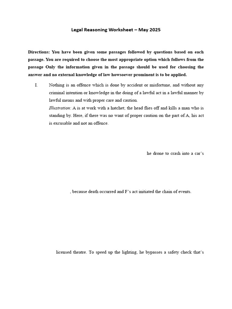 IDIA Legal Reasoning Worksheet - May 2025 | PDF | Assault | Sexual ...